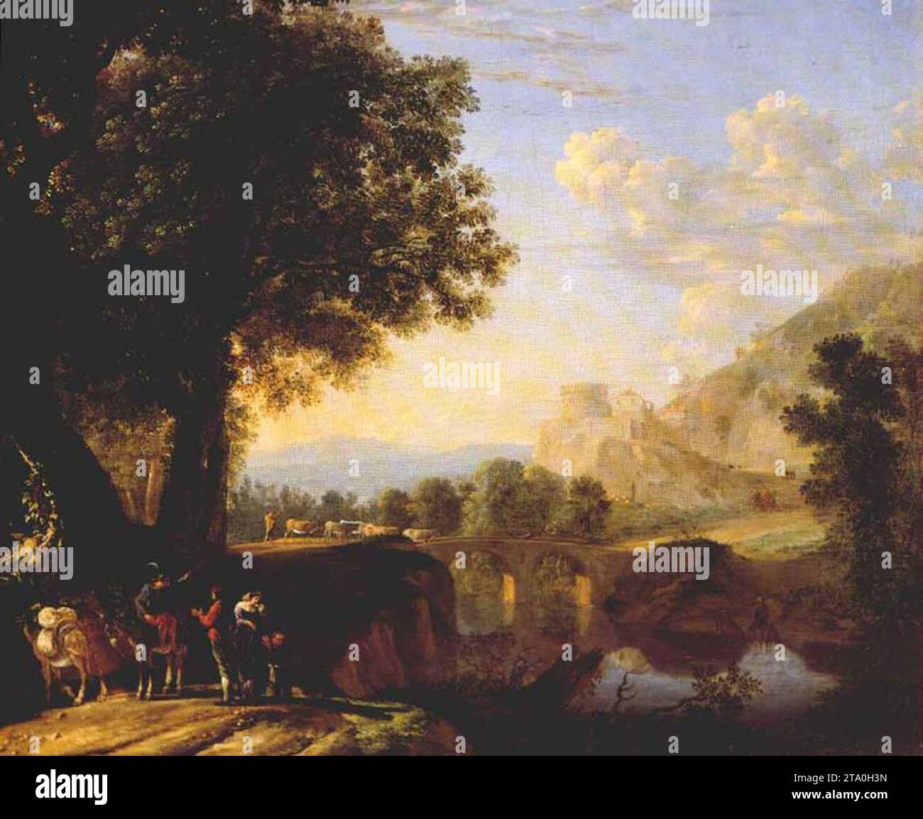 Italian Landscape with Bridge and Castle 1640s by Herman Van Swanevelt ...