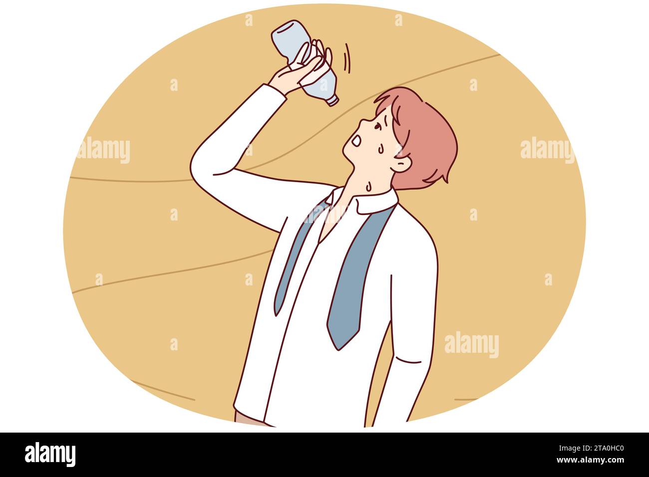 Thirsty man suffer from hot weather drinking last drops of water ...