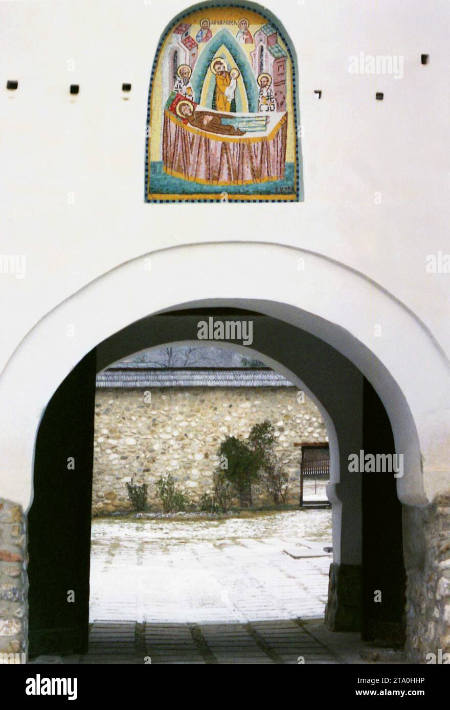 Gorj County, Romania, 2001. Polovragi Monastery, a historical monument ...