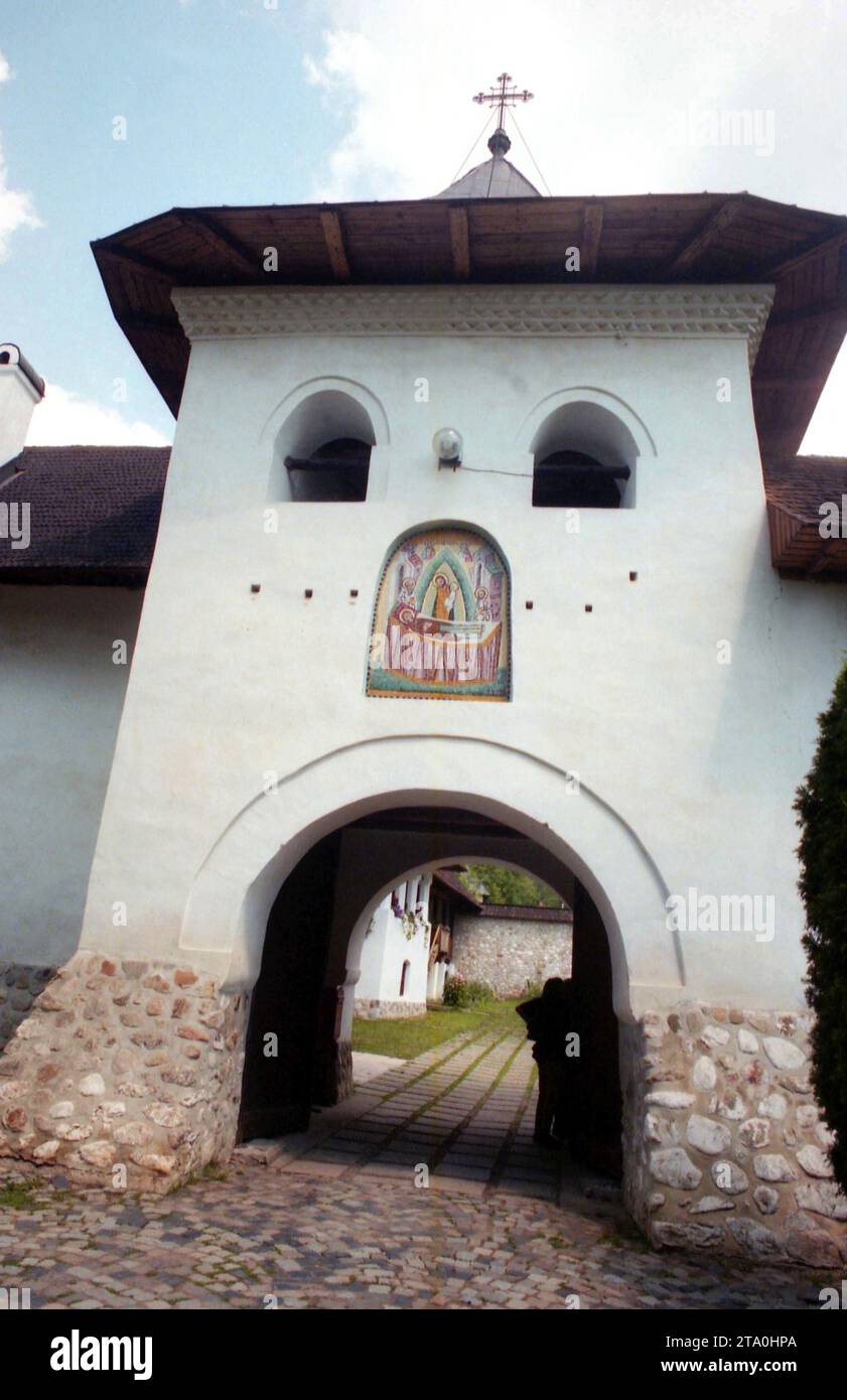 Gorj County, Romania, 2001. Polovragi Monastery, a historical monument ...