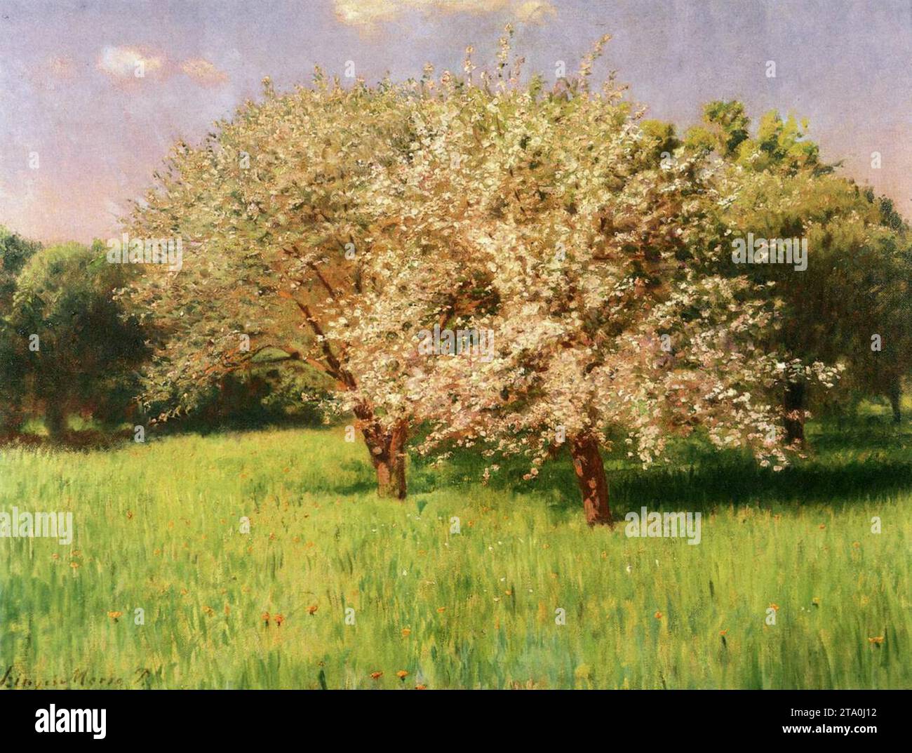 Blooming Apple Trees 1902 by Pal Szinyei Merse Stock Photo - Alamy