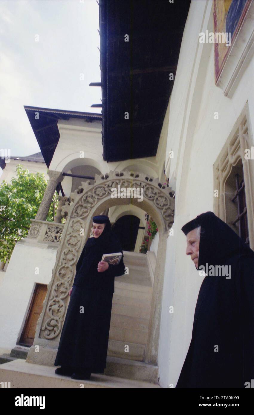 Valcea County, Romania, 2000. Nuns at Horezu Monastery, a historical ...
