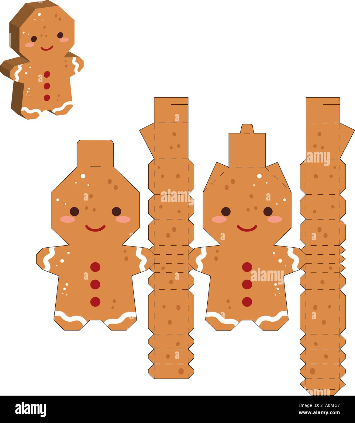 Simple packaging favor box gingerbread man design for sweets, candies ...
