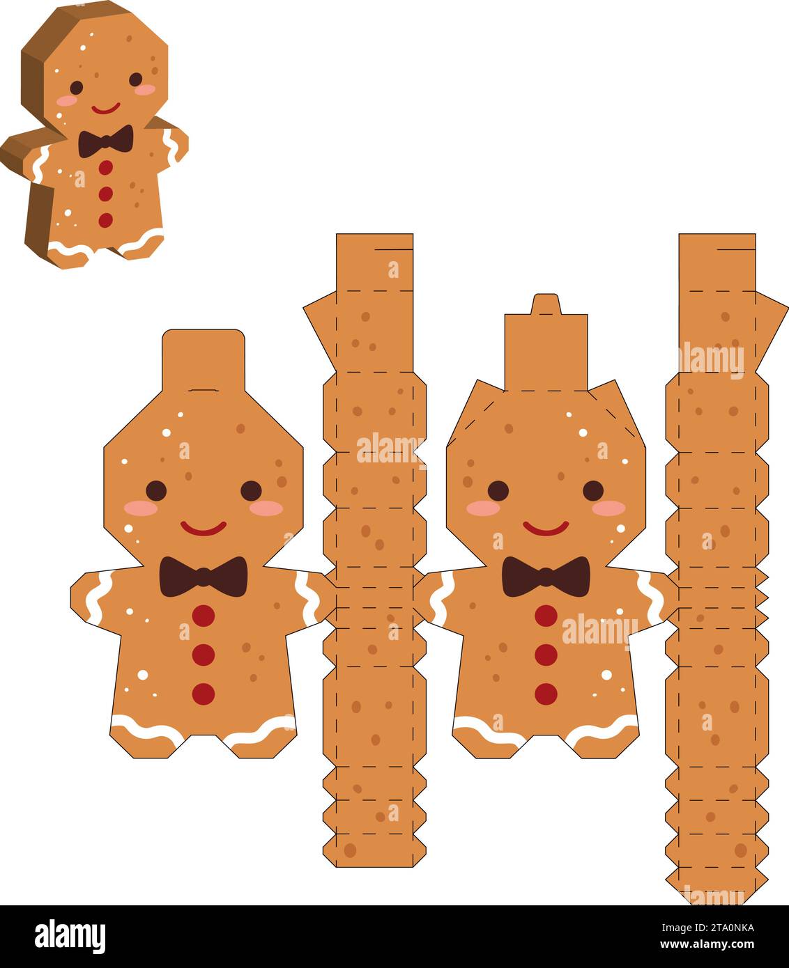 Simple packaging favor box gingerbread man design for sweets, candies ...
