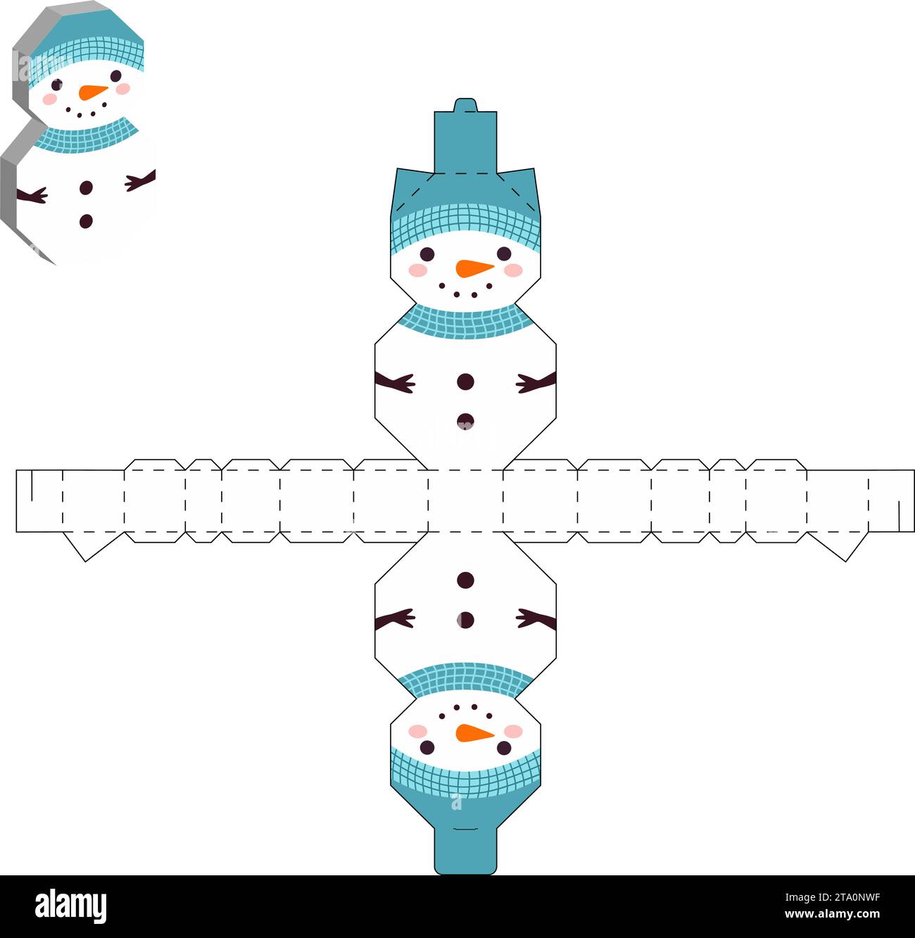 Simple packaging favor box snowman design for sweets, candies, small ...