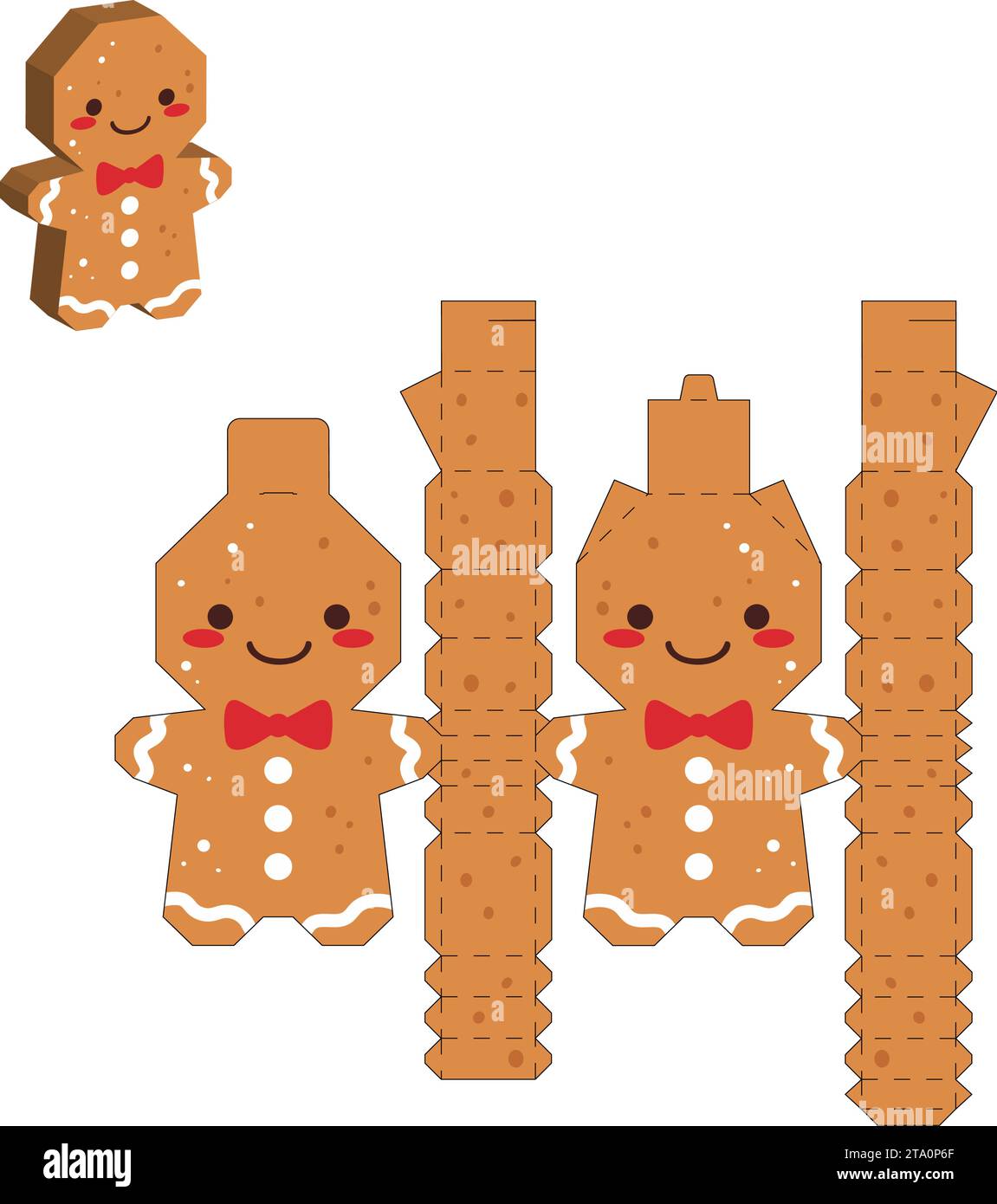 Simple packaging favor box gingerbread man design for sweets, candies ...