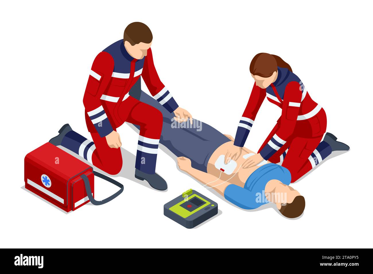 Isometric concept of Cardiac Massage CPR Emergency Aid. Medic character ... Isometric concept of Cardiac Massage CPR Emergency Aid. Medic character ...