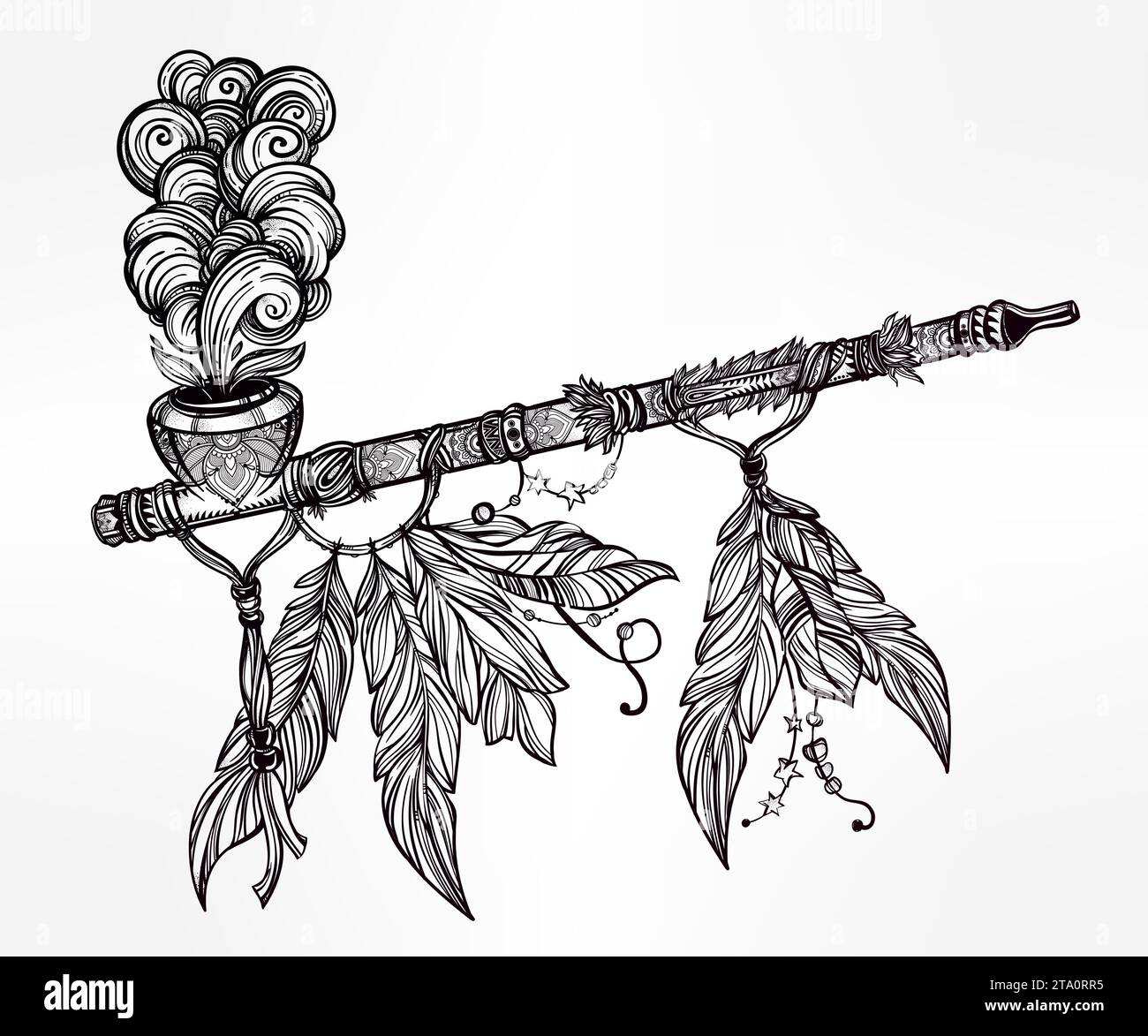 Hand drawn beautiful artwork of traditional Indian smoking pipe of ...