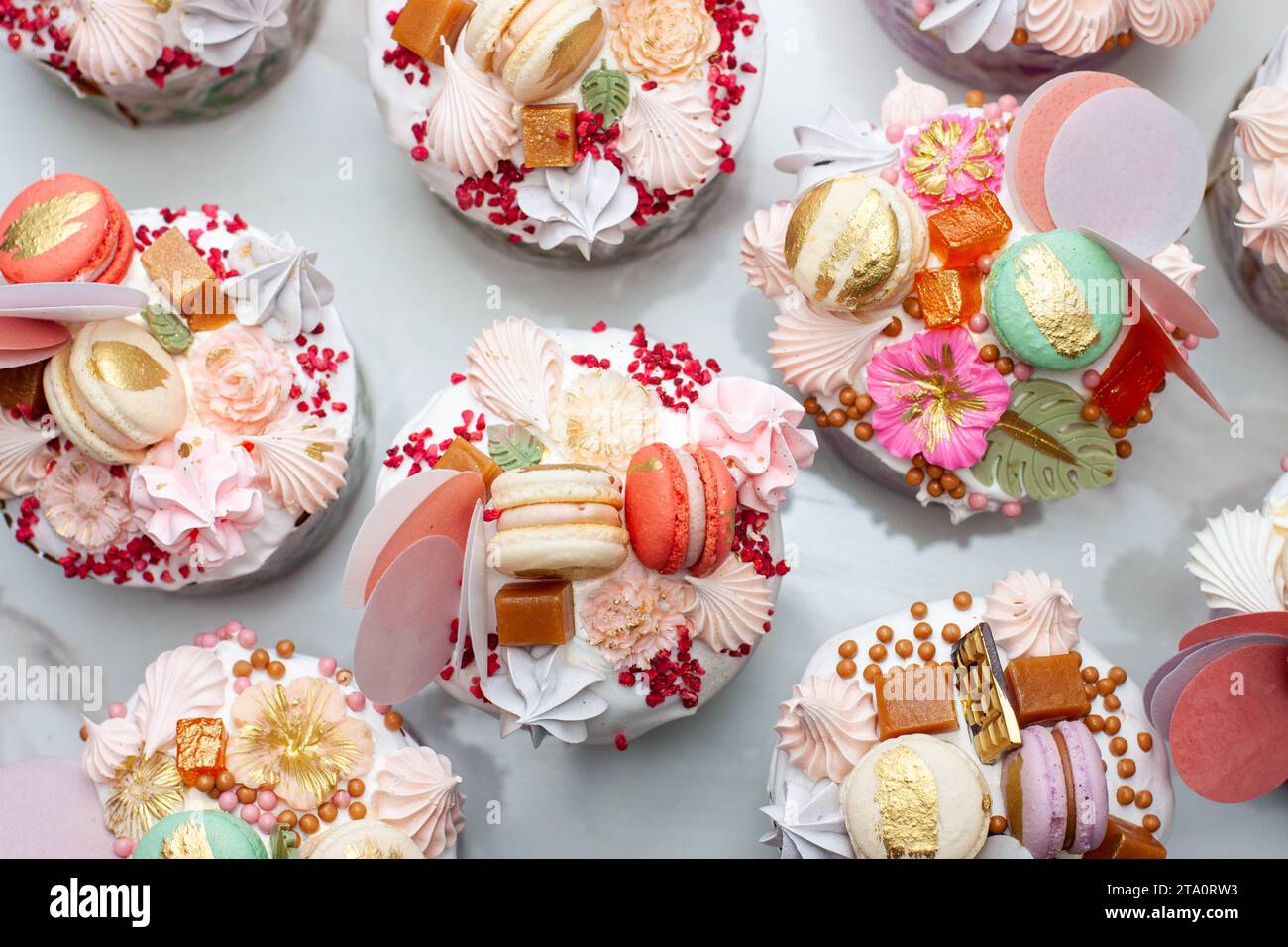 Beautiful traditional Orthodox Easter cakes decorated with glaze ...