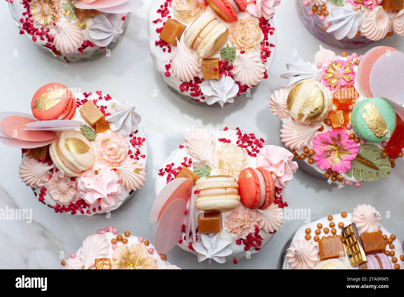 Beautiful traditional Orthodox Easter cakes decorated with glaze ...