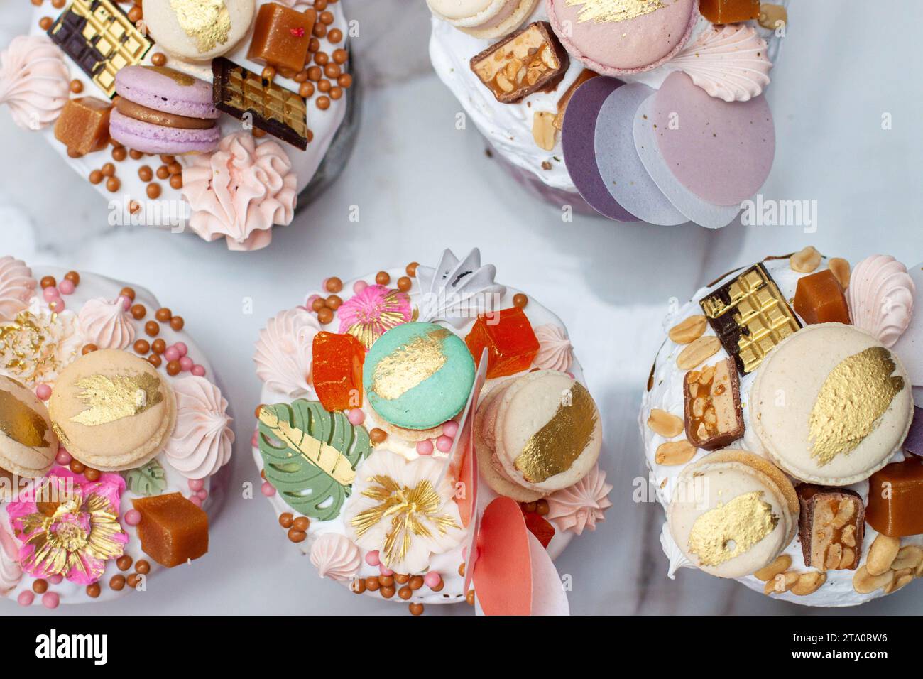 Beautiful traditional Orthodox Easter cakes decorated with glaze ...
