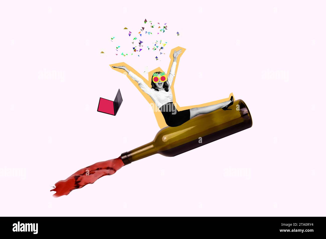 Creative poster banner image collage of happy excited business lady ...