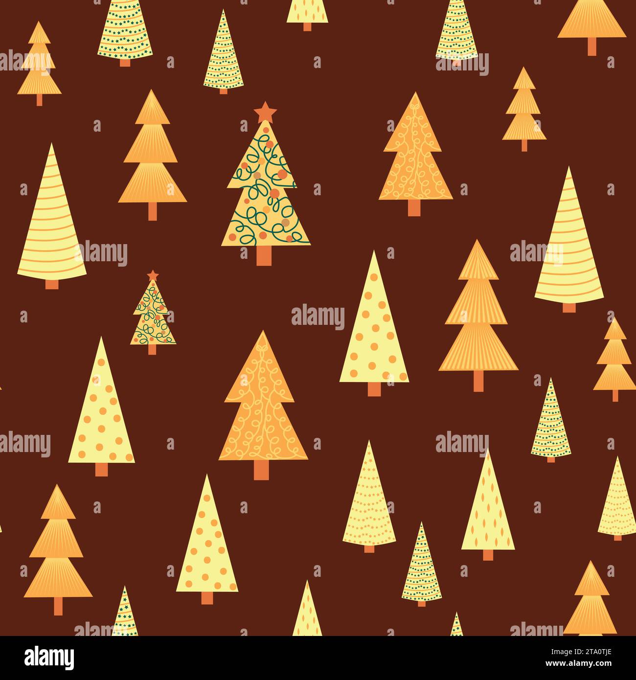 Christmas tree dense seamless pattern. golden christmas background ...