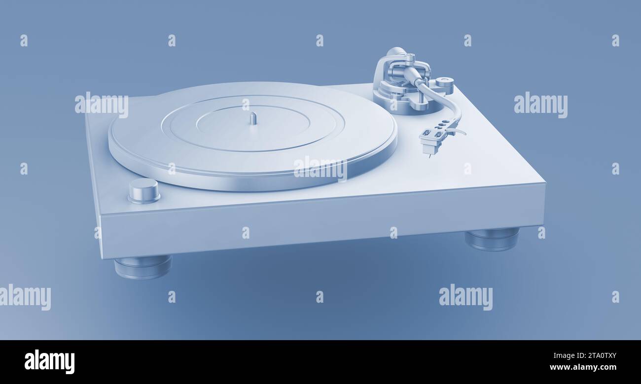 DJ Record Player or Vinyl Record Player on a Blue Studio Background ...