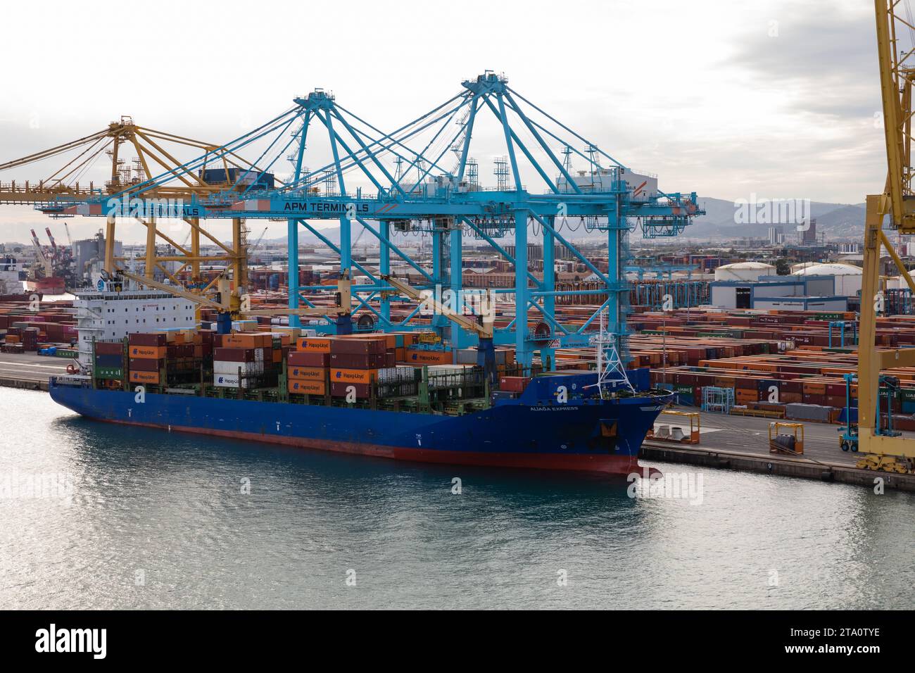 Cargo ship docked in Spain, Europe Stock Photo - Alamy