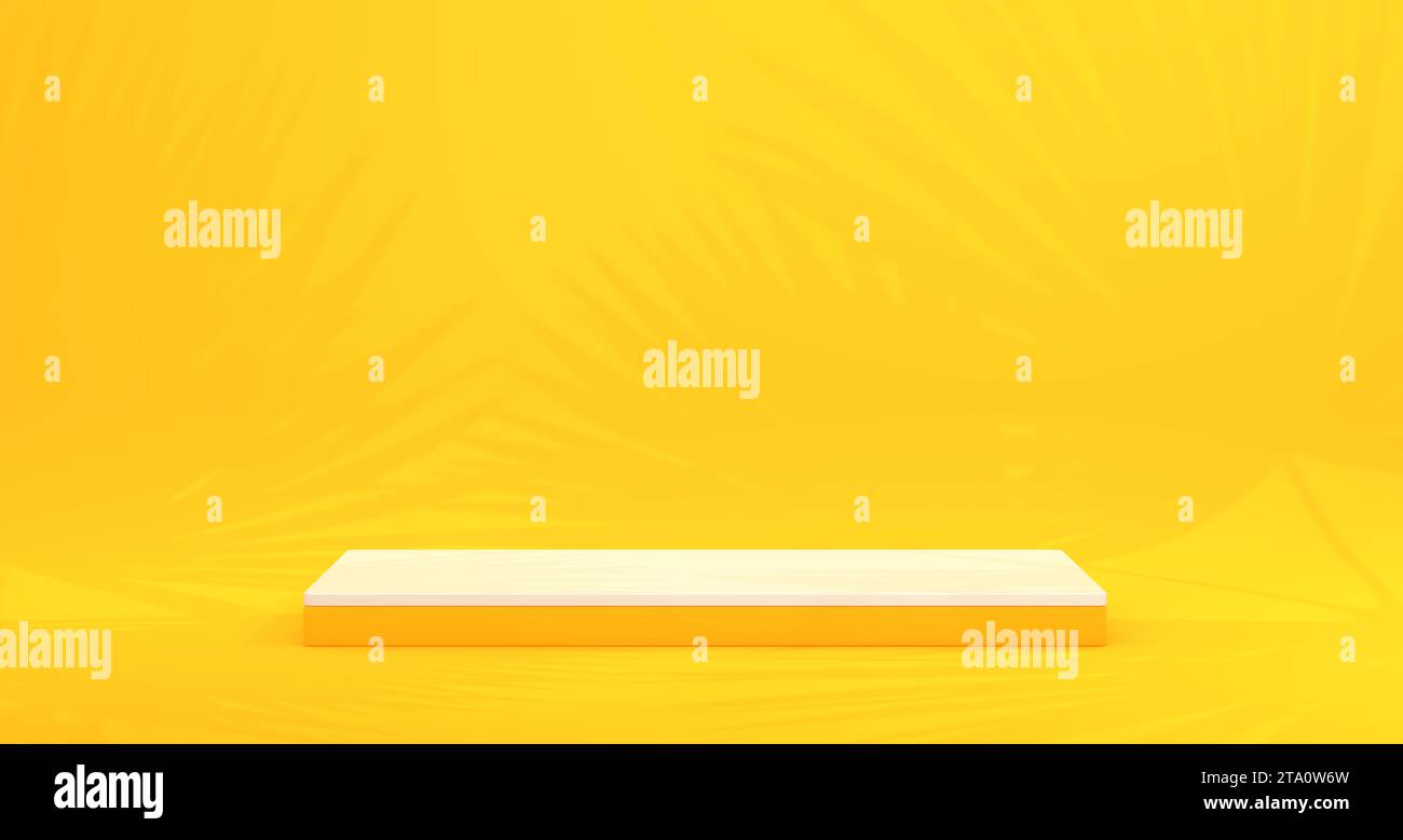 White and Yellow Rectangle Shape Podium for Product Concept on a Yellow ...
