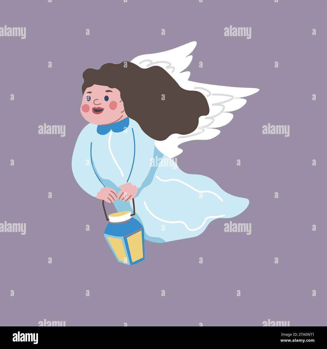 Angelic girl kid with wings and glowing lantern Stock Vector Image ...