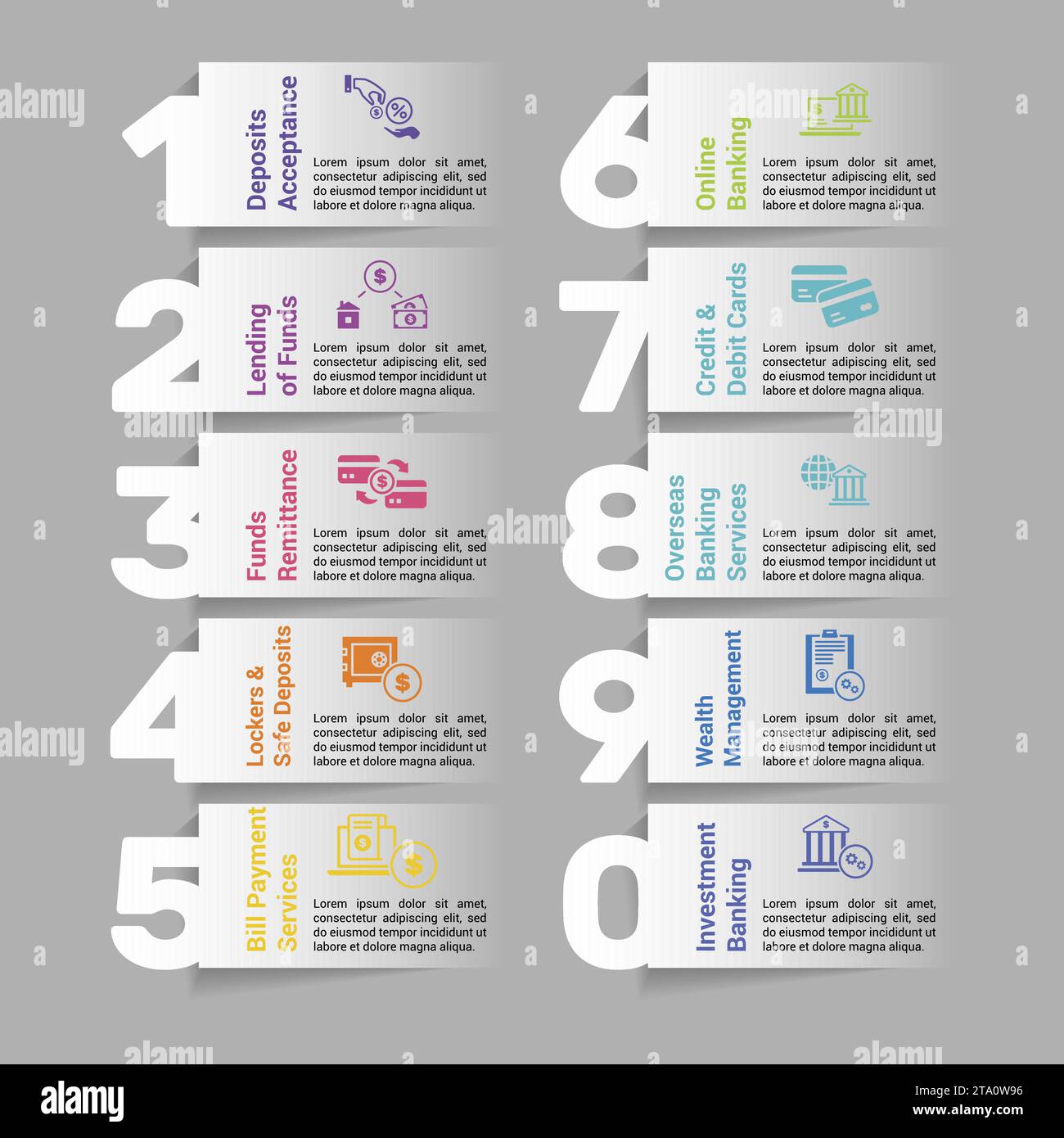 Infographics with Banking Operation theme icons, 10 steps. Such as ...