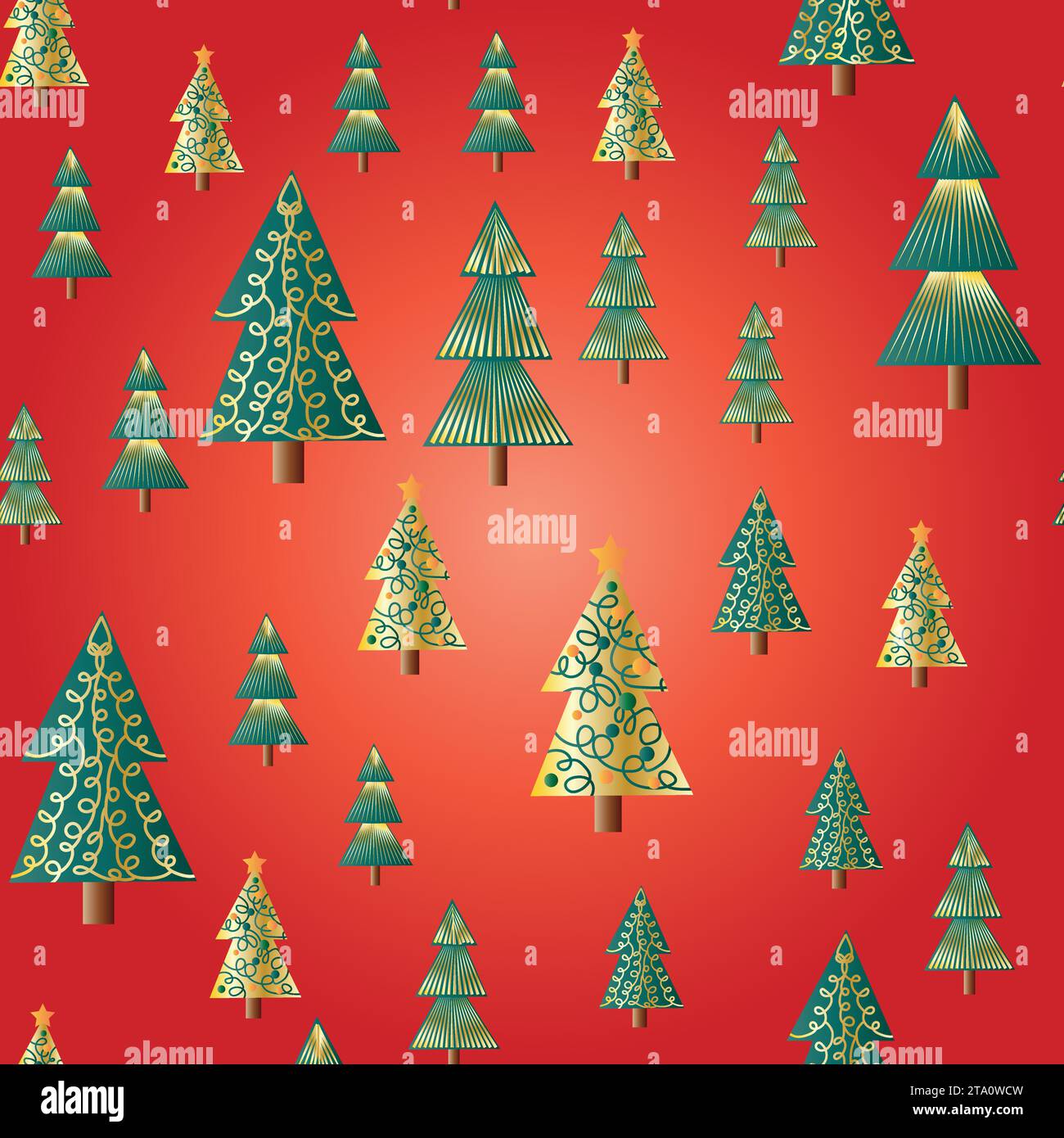 Christmas tree dense seamless pattern. golden christmas background ...