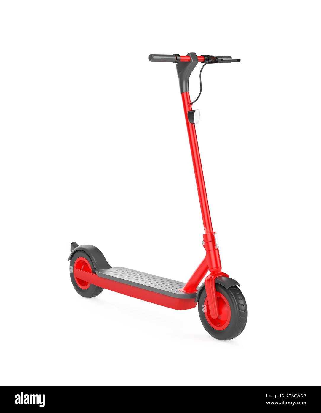 Red electric scooter on white background Stock Photo - Alamy