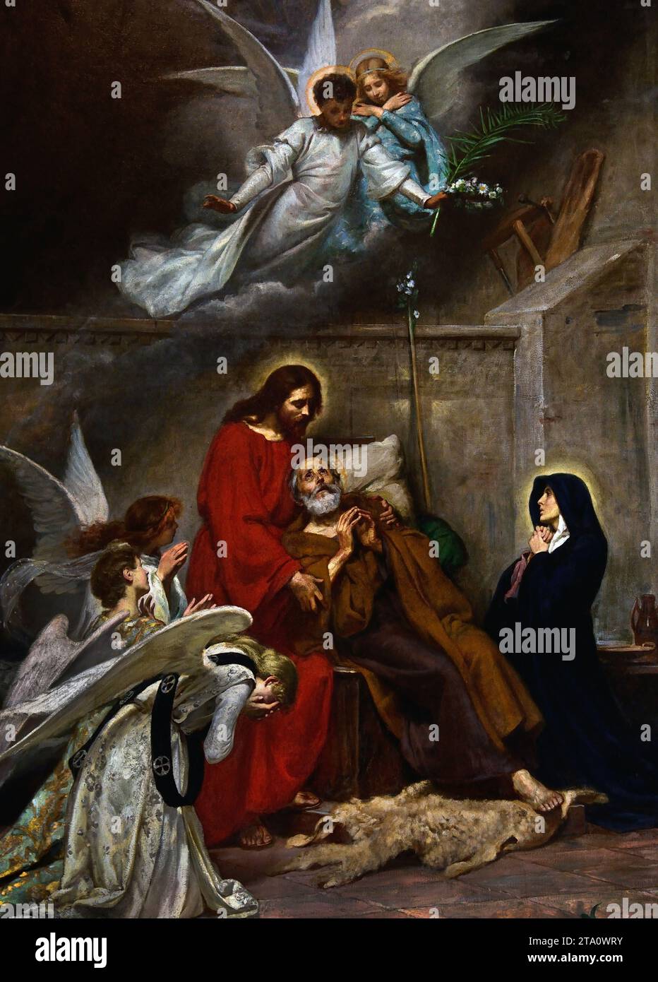 Saint Joseph`s death in a solemn tone, by Ponziano Loverini 1845-1929 ...