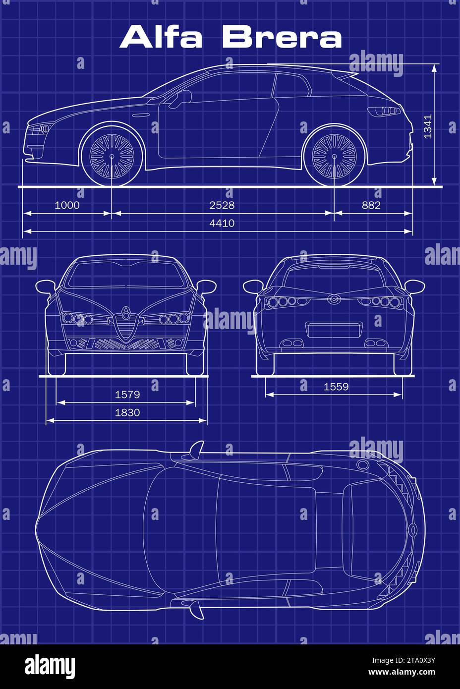 Alfa Romeo Brera 2008 Car Blueprint Stock Photo - Alamy