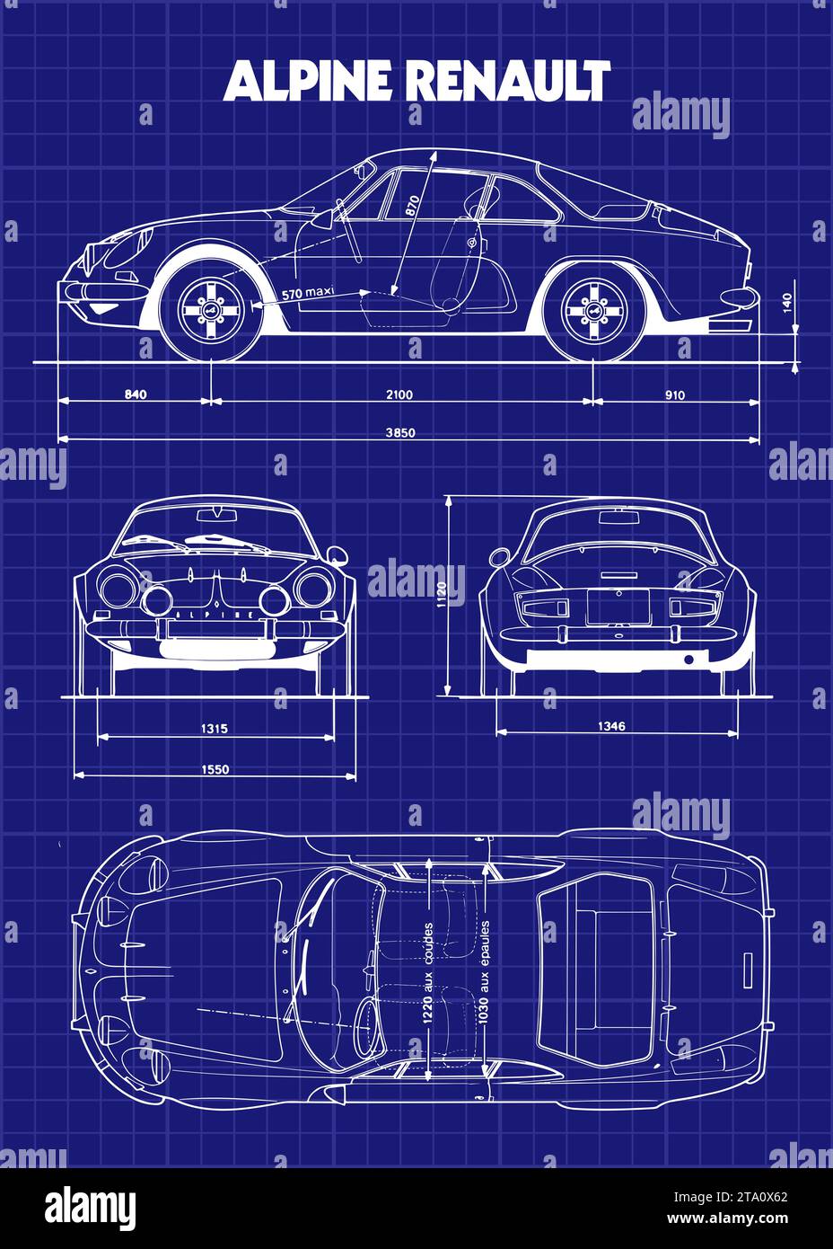 Alpine Renault classic car blueprint Stock Photo - Alamy