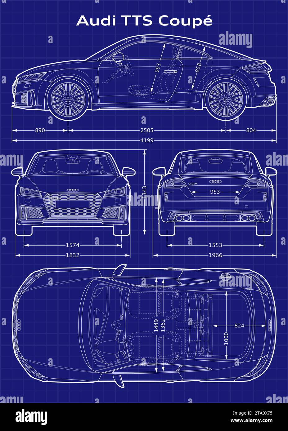 Audi TTS Coupe Car Blueprint Stock Photo - Alamy