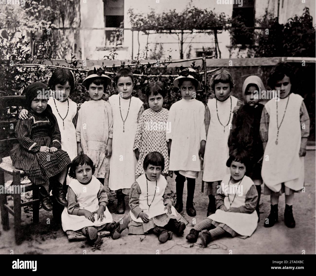1919 Five poor little girls were welcomed by a group of orphan girls ...