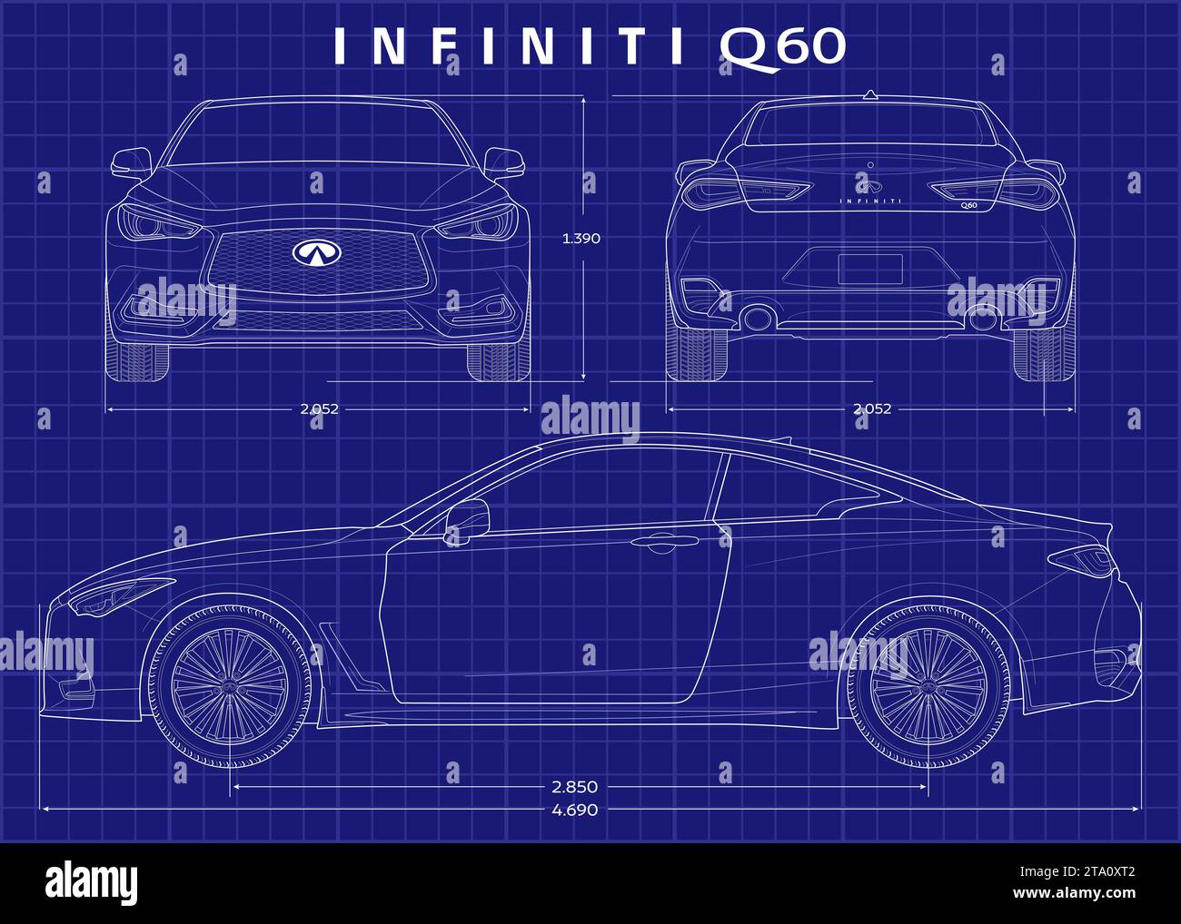 Infiniti Q60 Coupe 2018 Car Blueprint Stock Photo - Alamy