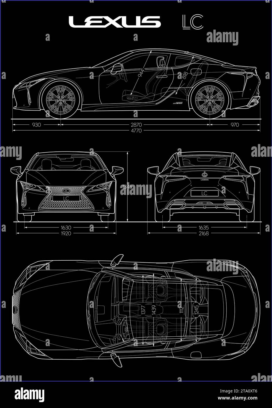 Lexus LC 2023 Car Blueprint Stock Photo - Alamy
