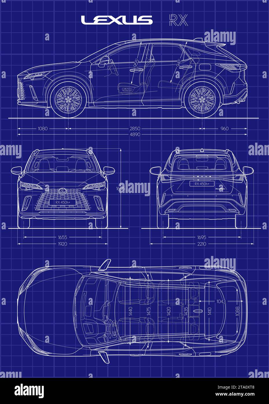 Lexus RX 2023 Car Blueprint Stock Photo - Alamy