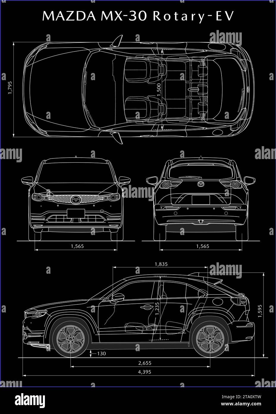 Mazda MX-30 Rotary-EV Car Blueprint Stock Photo - Alamy