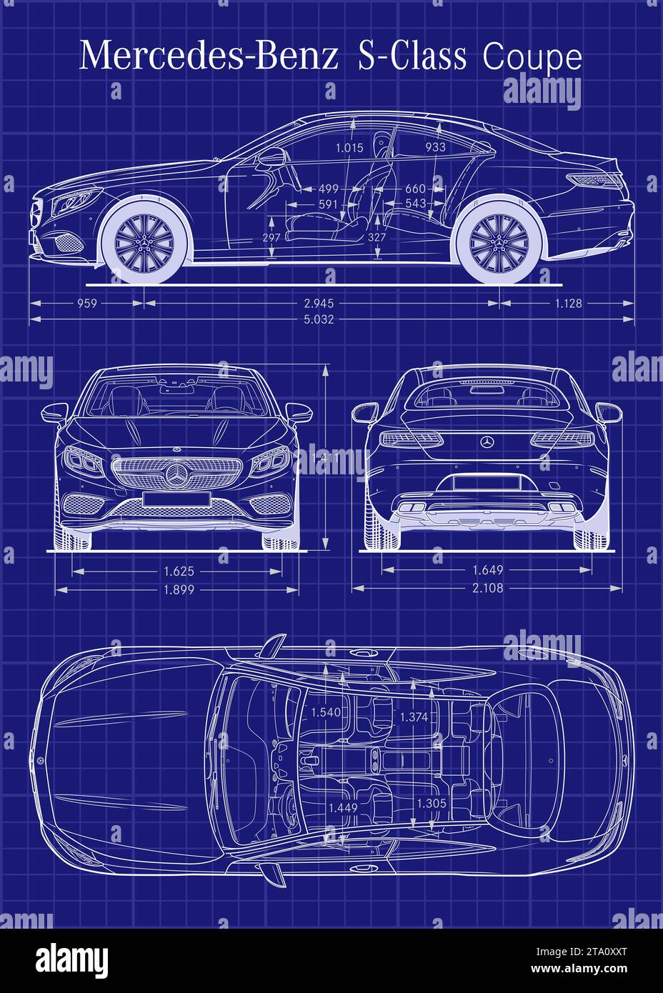 Mercedes Class S Coupe 2019 Car Blueprint Stock Photo - Alamy