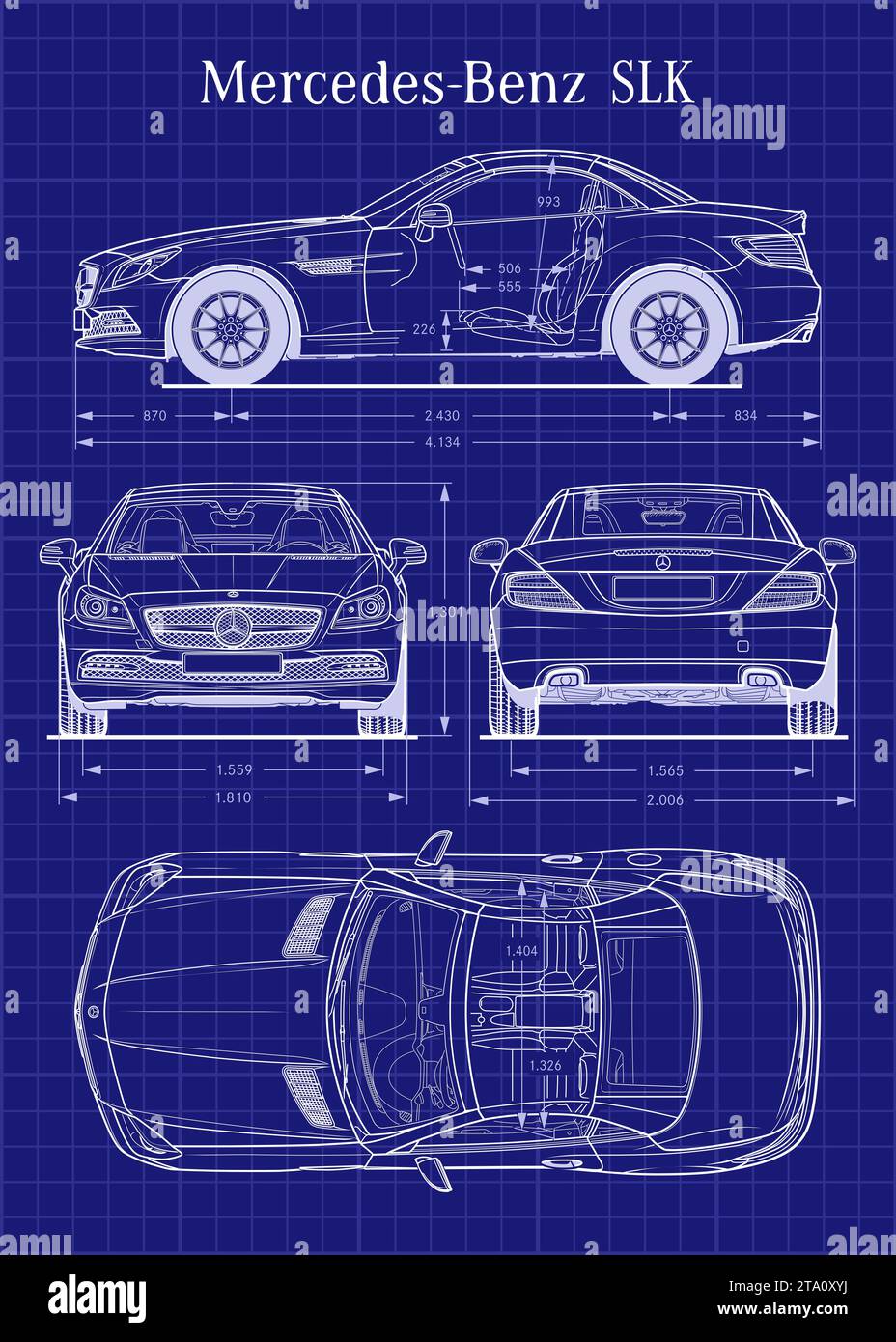 Mercedes Benz SLK 2015 Car Blueprint Stock Photo - Alamy