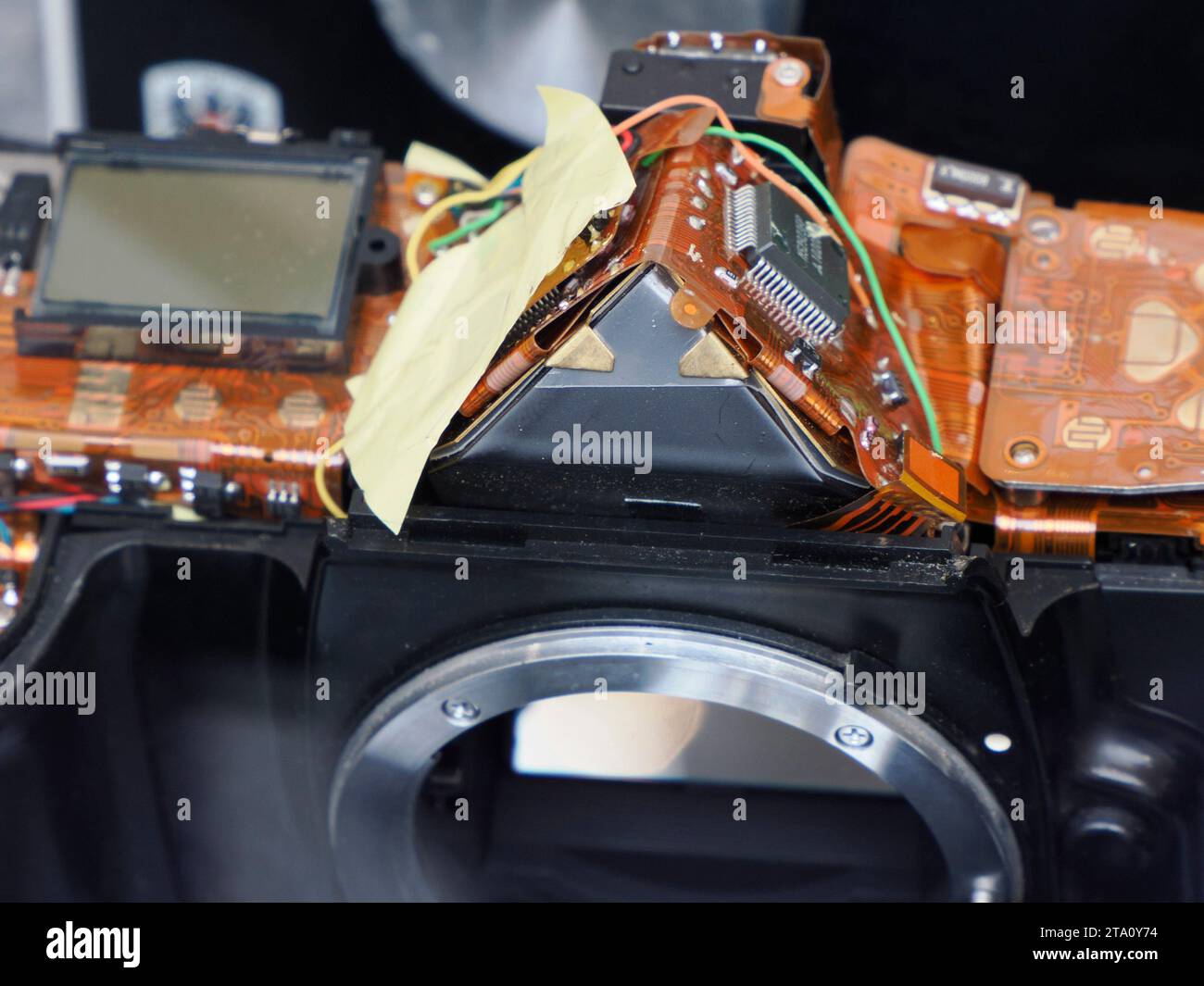 A disassembled open camera circuits detail Stock Photo - Alamy