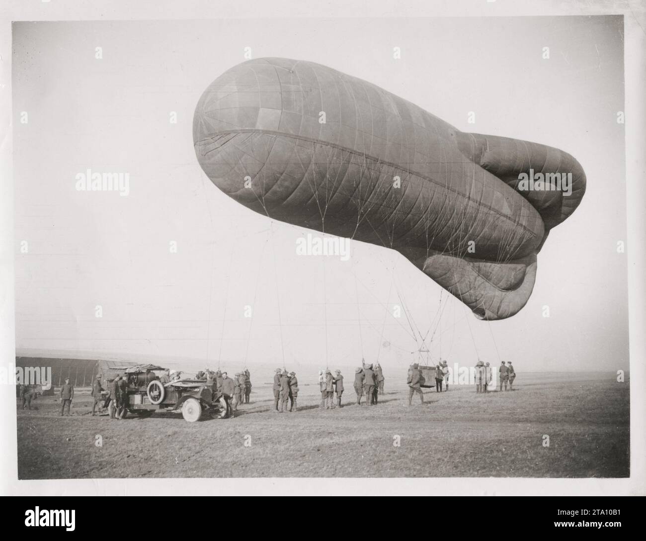 WW1 World War I - A British observation balloon descends Stock Photo ...