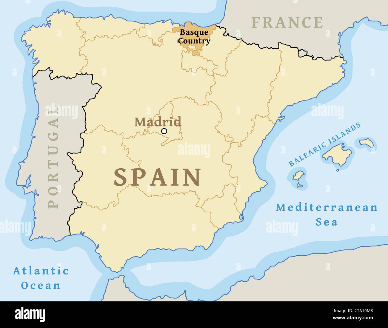 Basque Country autonomous community location map within Spain. Vector ...