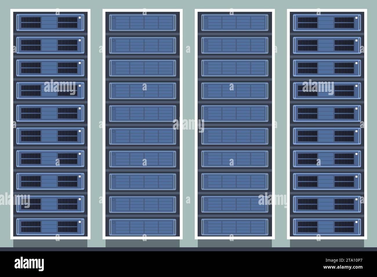 Data center servers in cabinets. Internet communication technology ...
