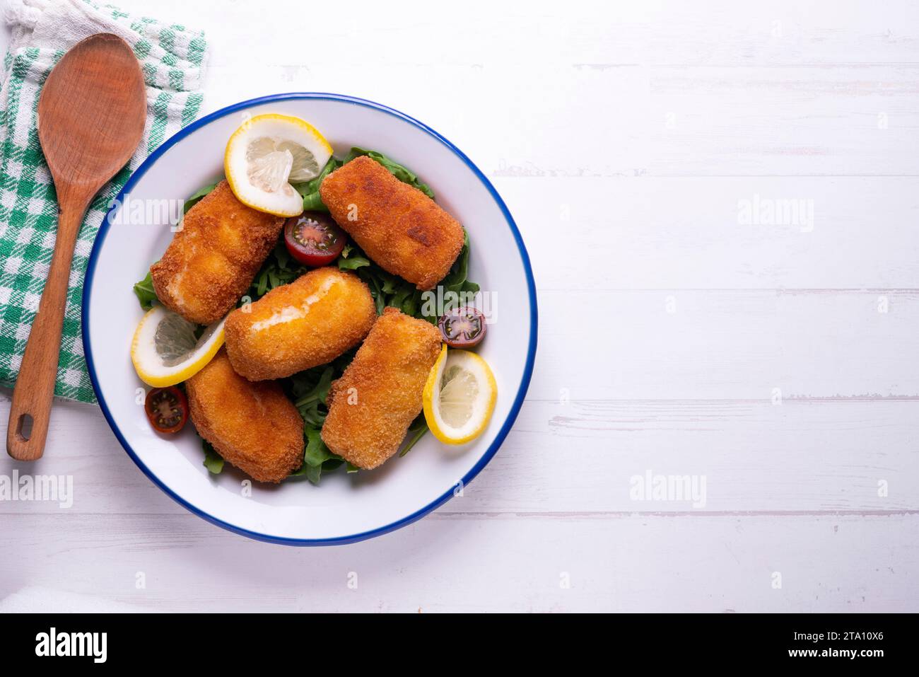 Fish croquettes. Traditional tapas of the coastal areas in Spain Stock ...