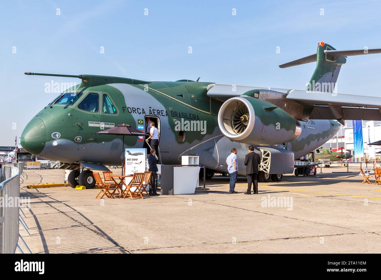 Embraer C-390 Millennium multi-mission military transport aircraft at the Paris Air Show, France ...