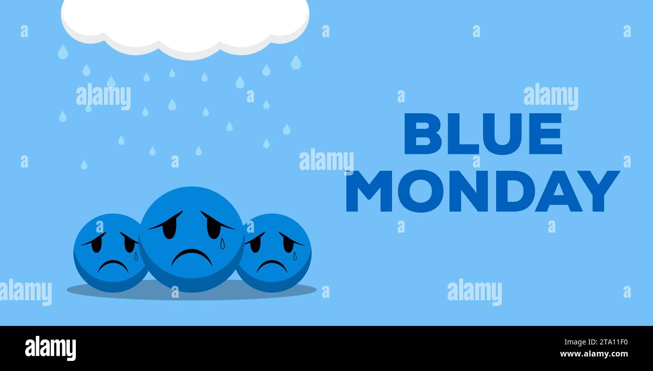flat design blue monday horizontal banner illustration Stock Vector ...