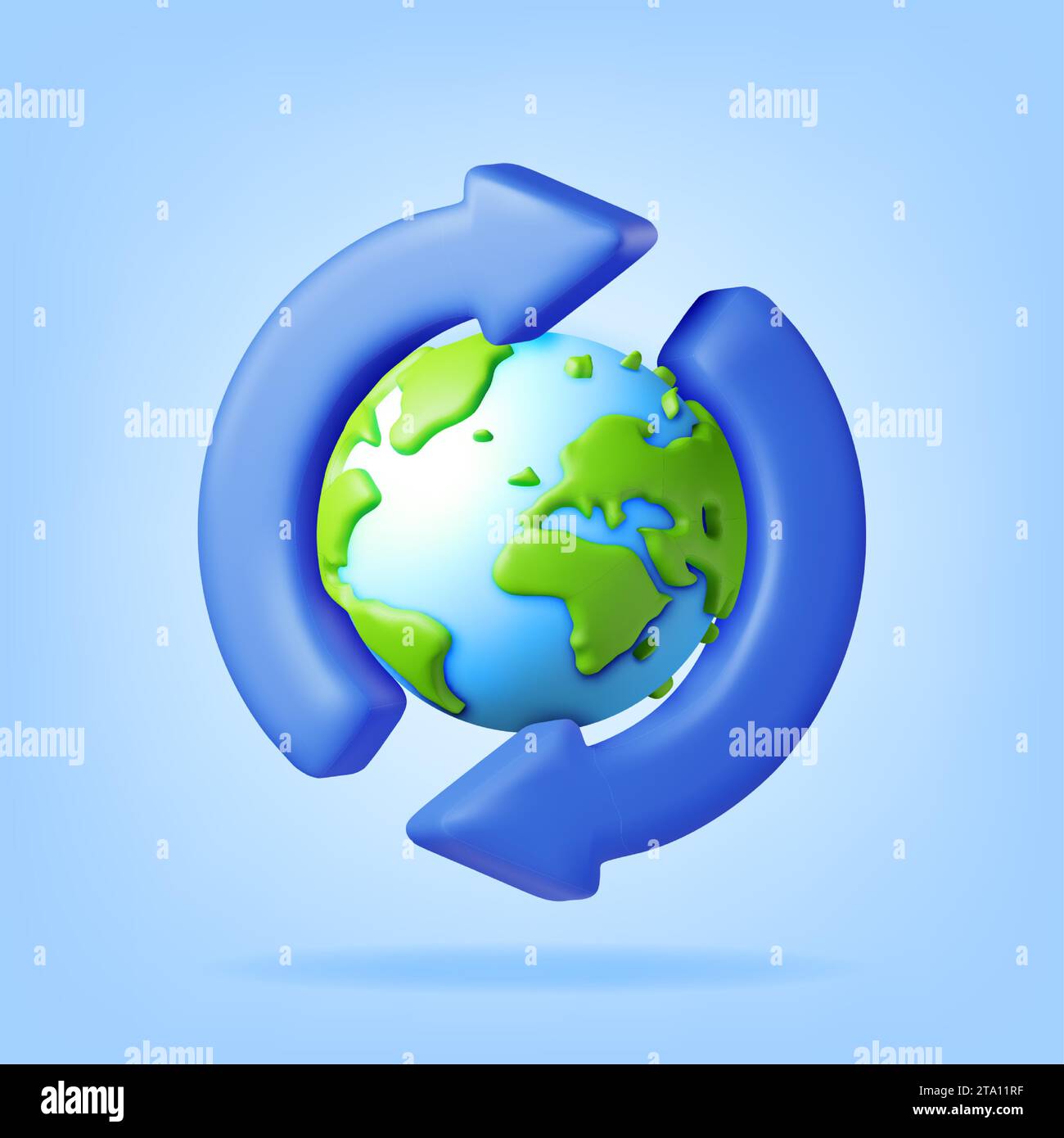 3D Cartoon Planet Earth with Cycle Arrows Stock Vector Image & Art - Alamy