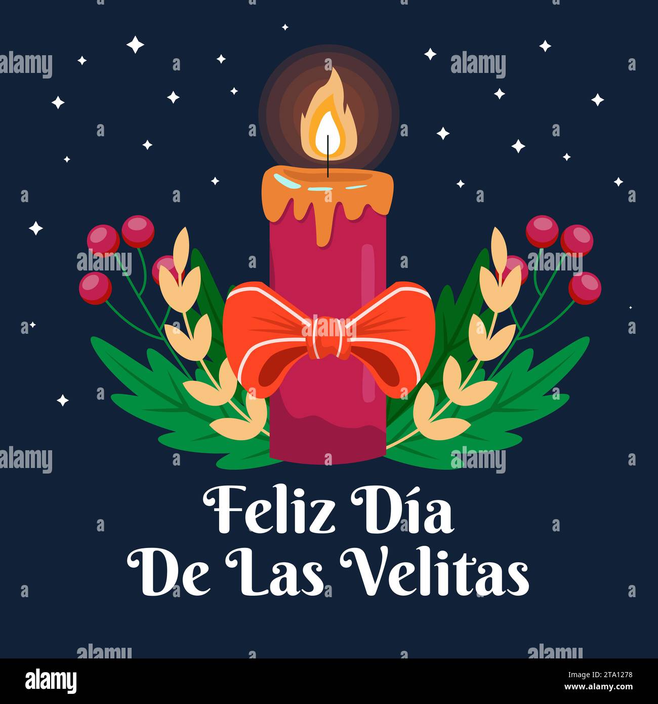 Feliz Dia De Las Velitas illustration in flat design style Stock Vector ...