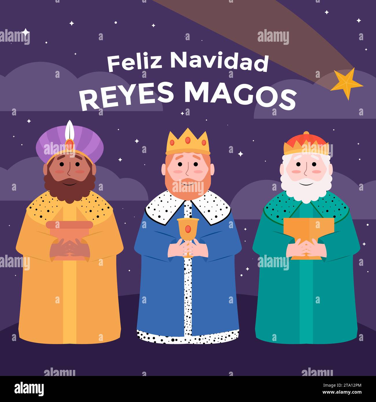 flat design feliz navidad reyes magos illustration Stock Vector Image ...