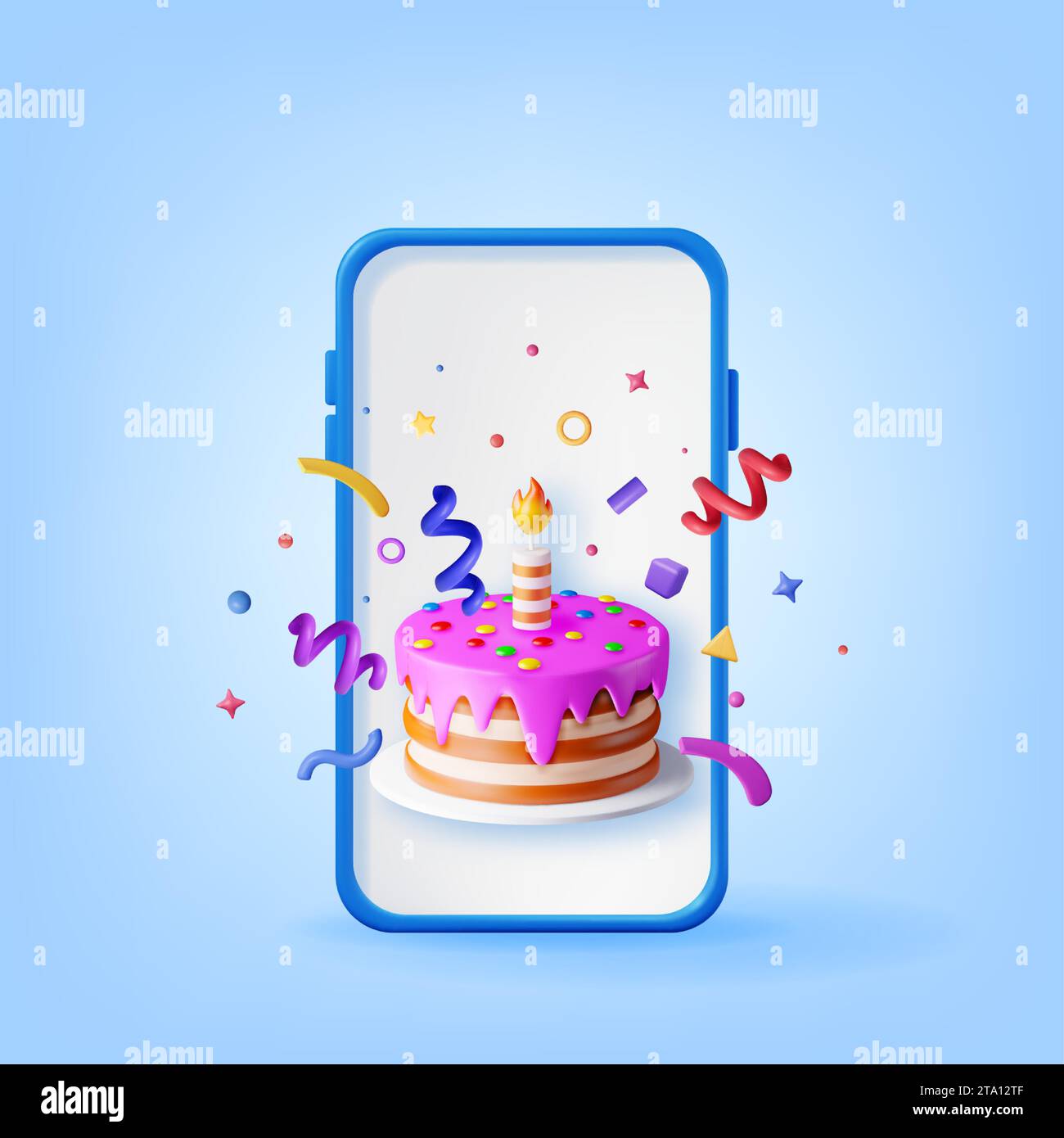 3d smartphone with cake hi-res stock photography and images - Alamy