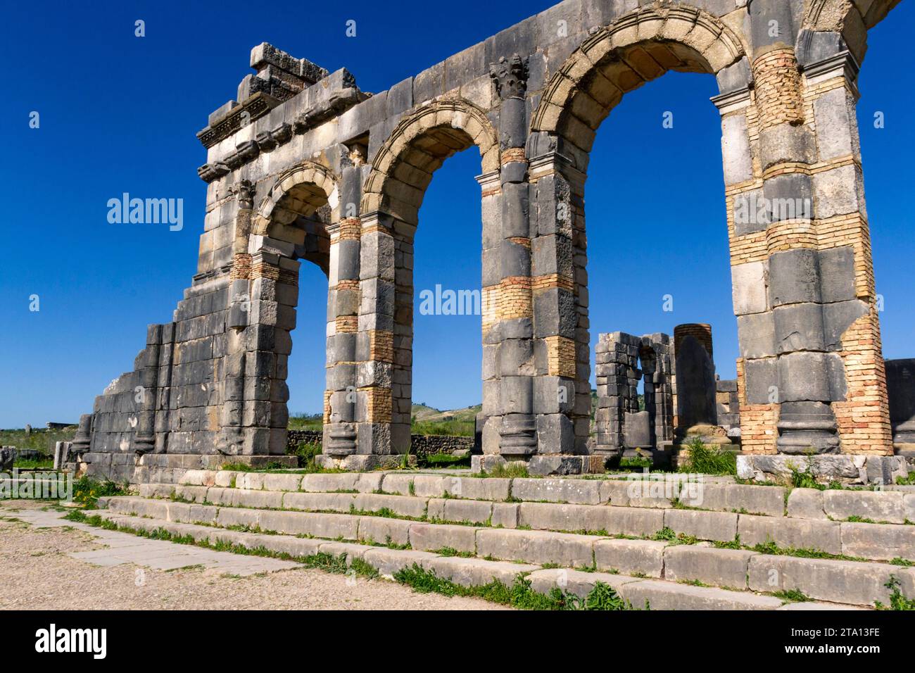 UNESCO heritage.Extensive complex of ruins of the Roman city Volubilis ...