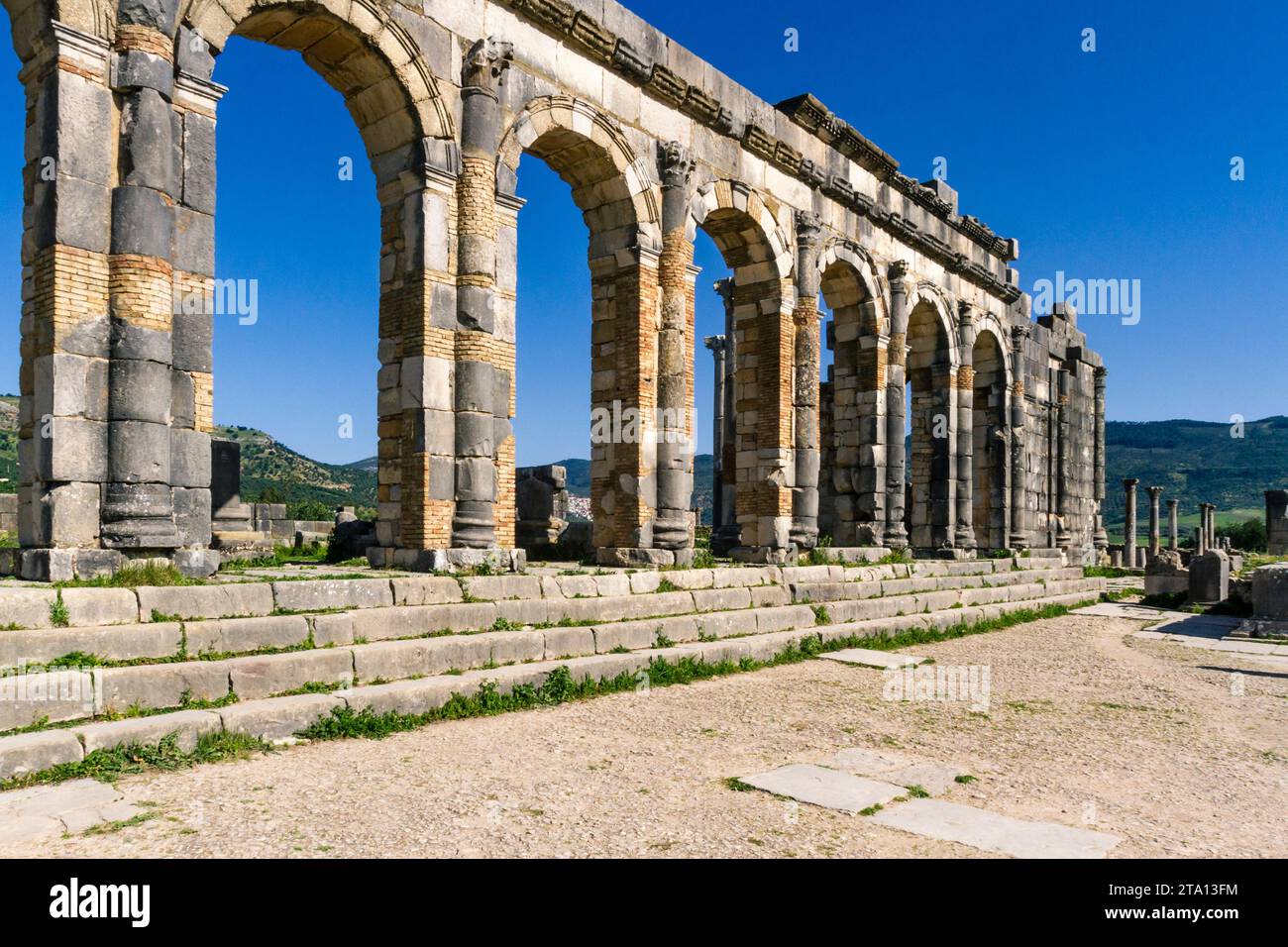 UNESCO heritage.Extensive complex of ruins of the Roman city Volubilis ...