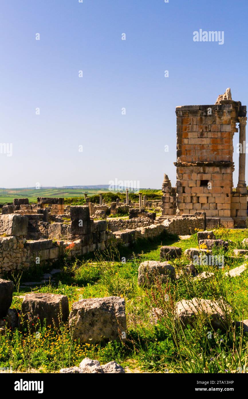 UNESCO heritage.Extensive complex of ruins of the Roman city Volubilis ...