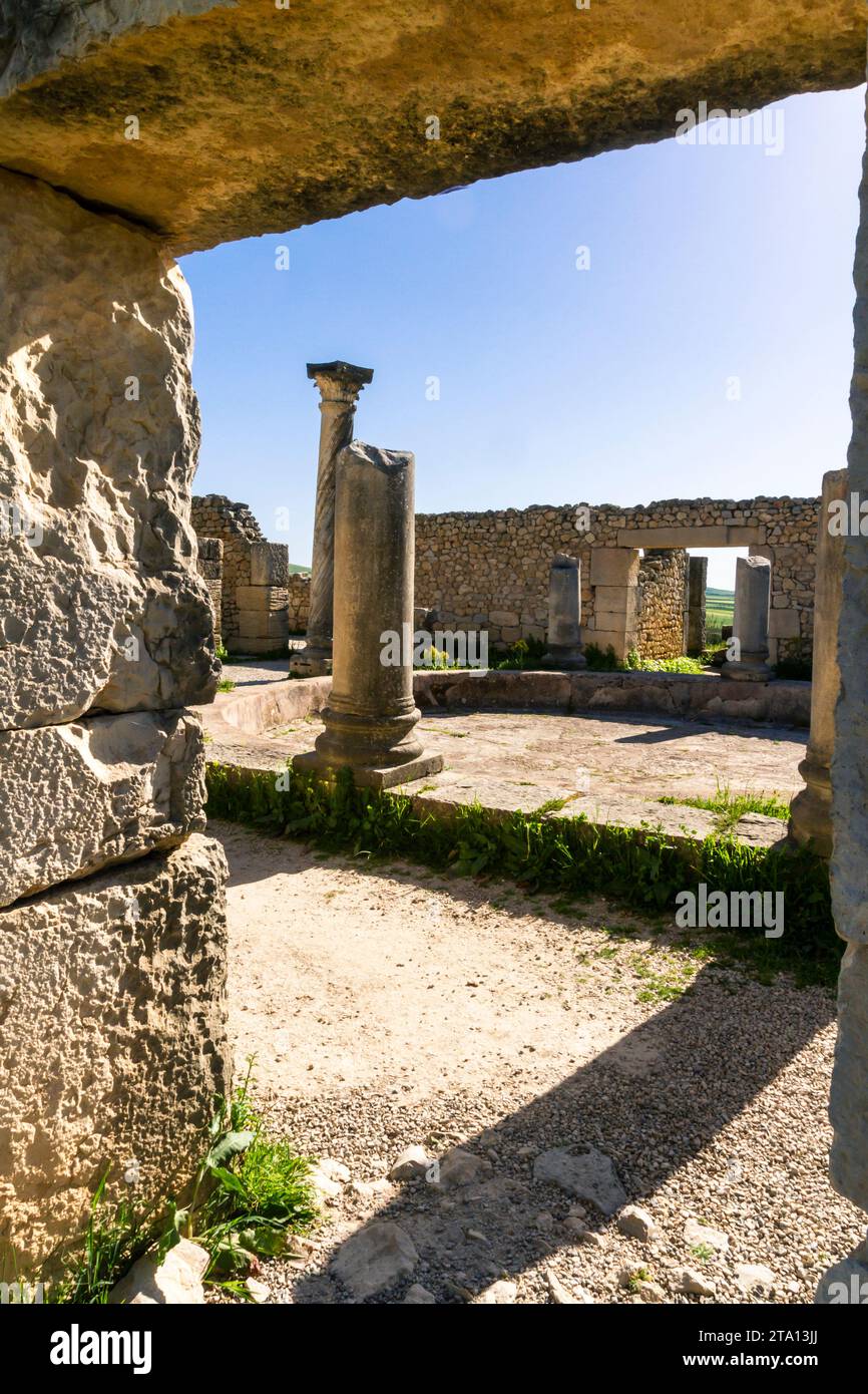 UNESCO heritage.Extensive complex of ruins of the Roman city Volubilis ...